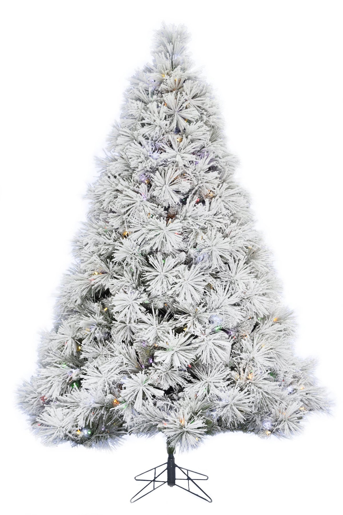 7.5' Prelit Atka Pine Flocked 1142 Tip Christmas Tree Dia 58" with Met ...