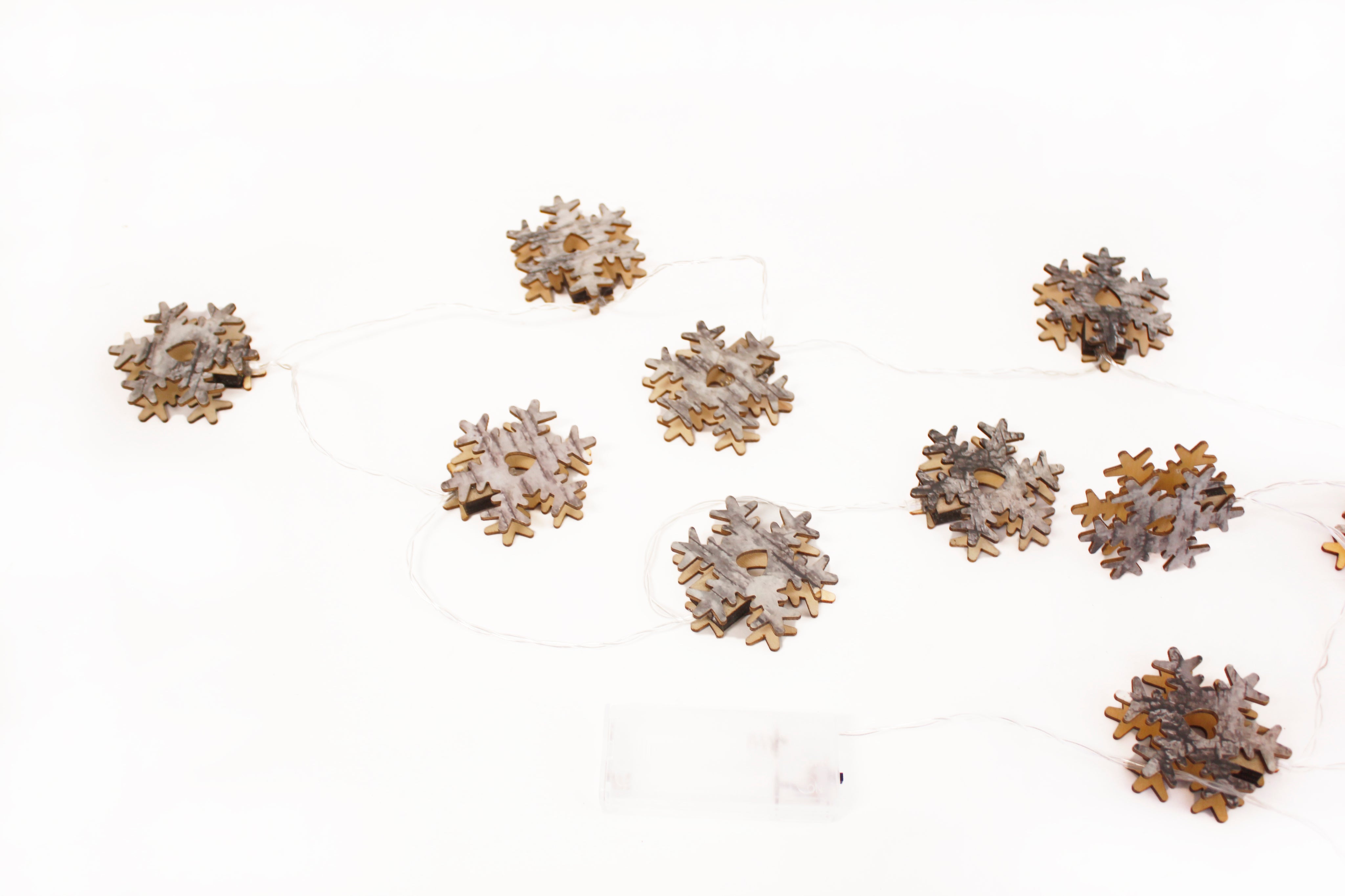 10 LED Battery Operated String Light with Wooden Snowflake - Warm Whit ...