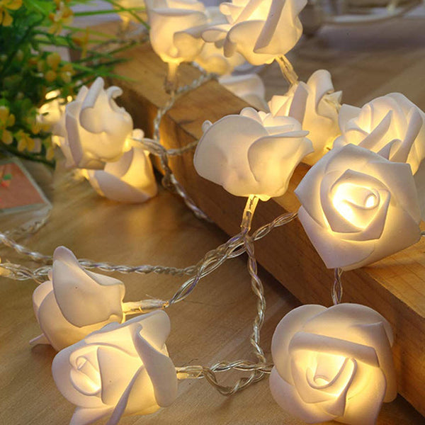 20 LED 5MM Lights with PE Rose Flowers - Warm White – Perfect Holiday