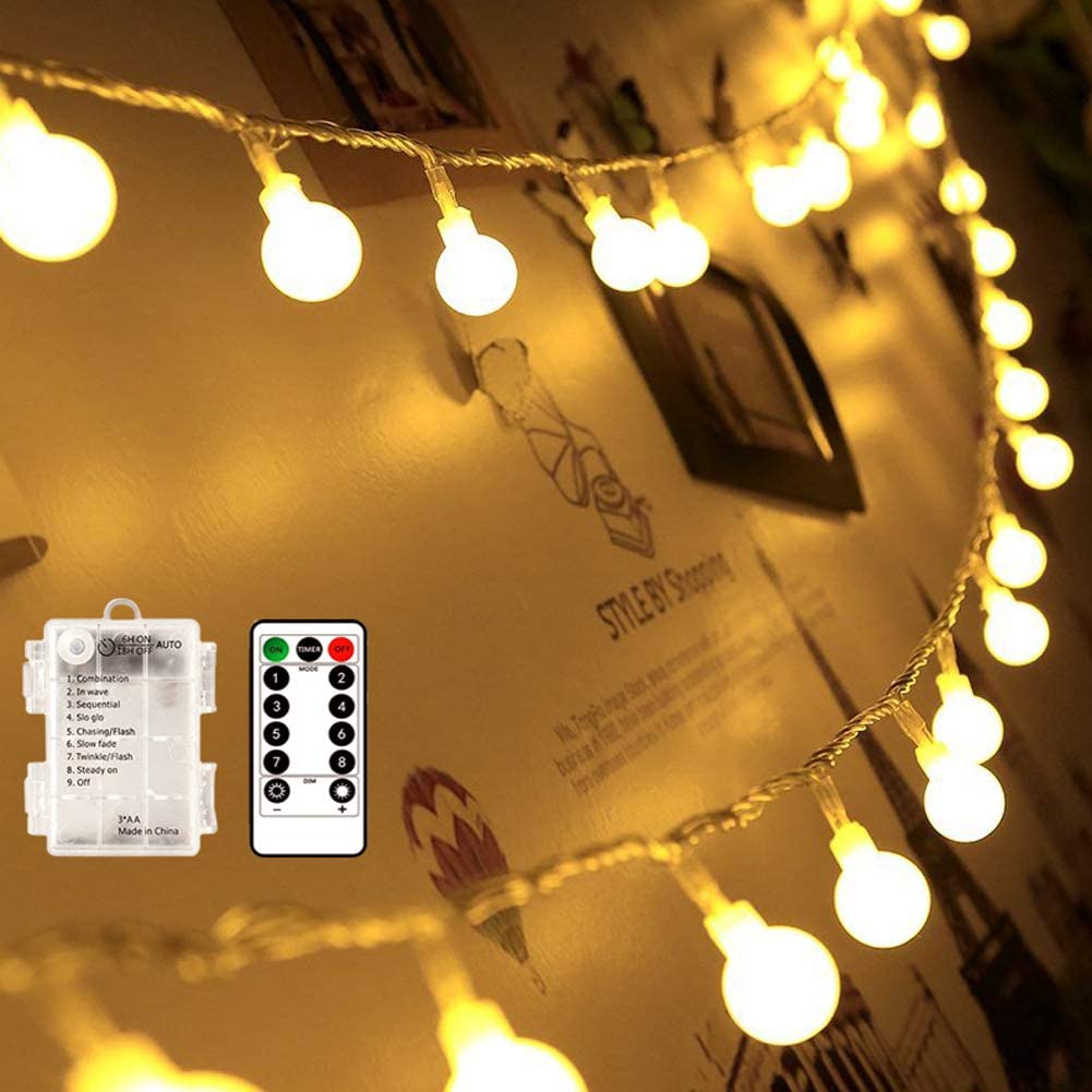 50 LED 16ft Frosted Globe String Lights with Remote – Perfect Holiday