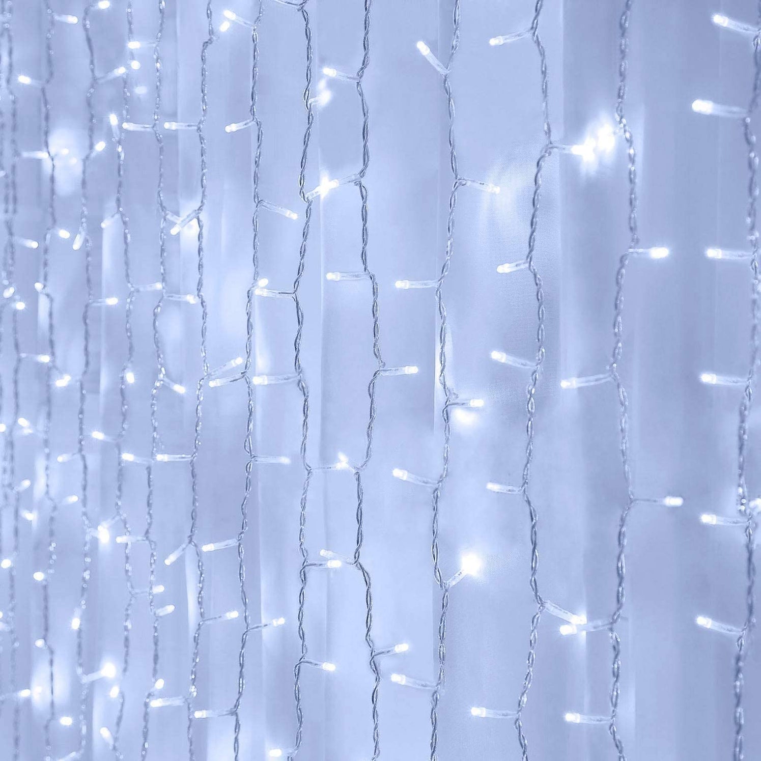 300 LED 9ft x 9ft Twinkling Curtain Lights Plug in – Perfect Holiday