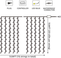 300 LED 9ft x 9ft Twinkling Curtain Lights Plug in – Perfect Holiday